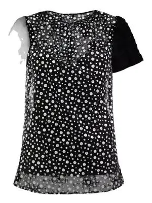 GEMY MAALOUF Polka Dot Mesh Blouse - Black