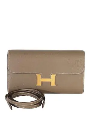 Hermès Etoupe Epsom Constance Wallet To Go Ghw - Gray