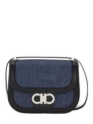 FERRAGAMO Double Gancini Crossbody Bag - Black