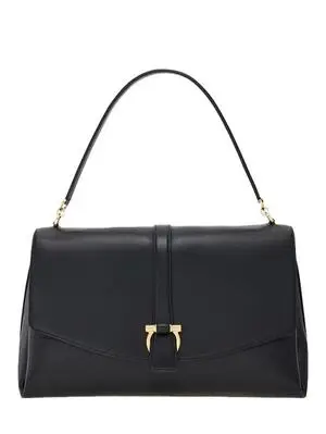 FERRAGAMO Front Flap Shoulder Bag - Black