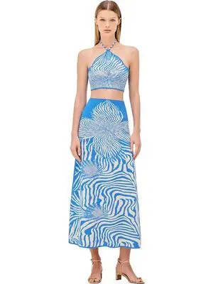 Alexis Gala Cropped Halter Top - Blue