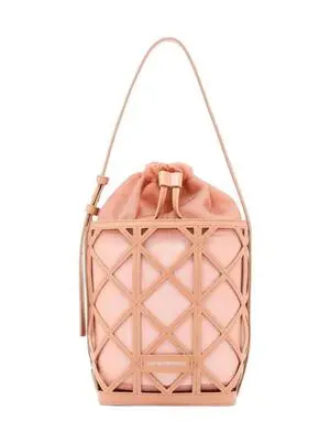 Emporio Armani Leather And Mesh Bucket Bag - Beige