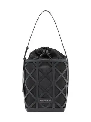 Emporio Armani Leather And Mesh Bucket Bag - Black
