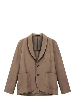 Giorgio Armani Asv Single-breasted Jacket In Cupro Basketweave - Natural