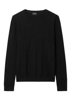 Giorgio Armani Chevron Silk And Cotton Crew-neck Jumper - Black
