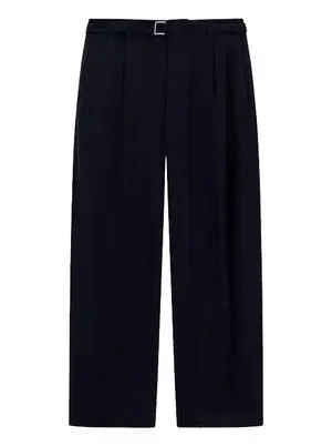 Giorgio Armani Cupro Basketweave Single-pleat Trousers - Black