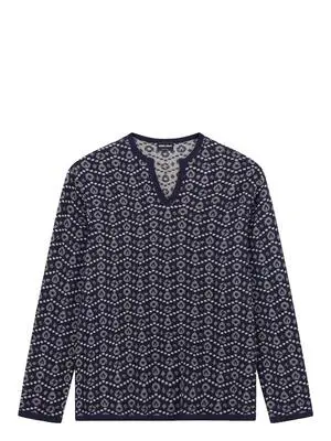 Giorgio Armani V-neck Jacquard Jumper - Navy