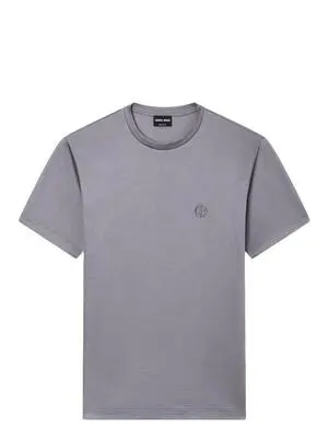 Giorgio Armani Cotton-interlock T-shirt With Embroidered Logo - Red