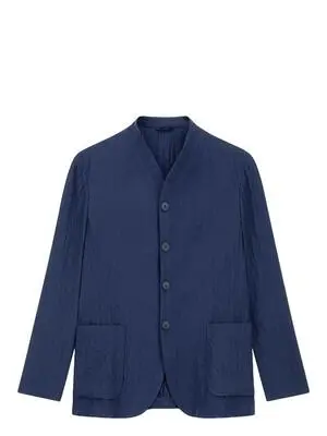 Giorgio Armani Single-breasted Lyocell And Silk Jacket - Navy