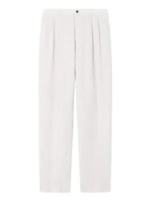 Giorgio Armani Double-Pleat Linen Trousers Stripe