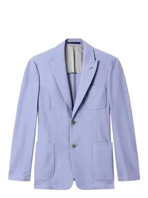 Giorgio Armani Single-breasted Jacket In Technical Waffle Fabric - Purple
