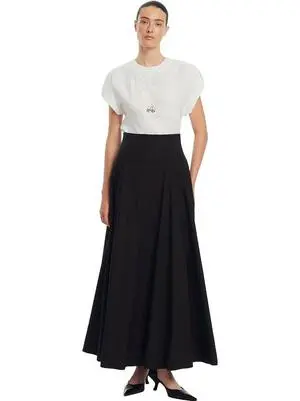 Lela Rose Cotton Poplin Parker Skirt - Black