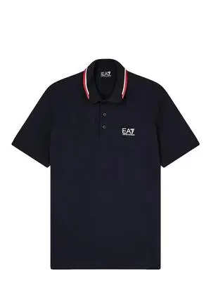 Emporio Armani Summer Block Stretch Cotton Polo Shirt - Navy