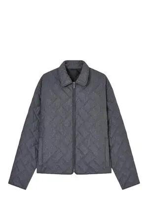 Emporio Armani Quilted Nylon Blouson With Check Print - Natural