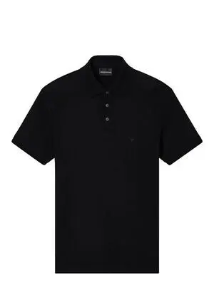 Emporio Armani Regular-fit Polo Shirt In Piqu - Black