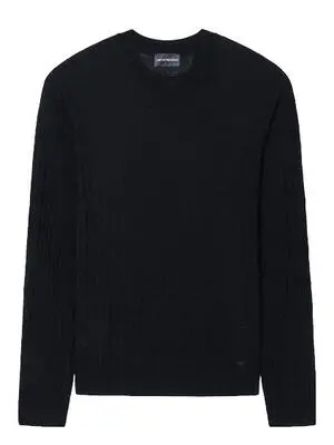 Emporio Armani Textured Virgin Wool Jumper - Black