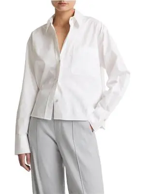 Vince Cotton Cropped Button-front Shirt - White