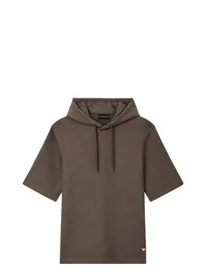 Emporio Armani Micro Eagle Jacquard Jersey Hoodie - Natural