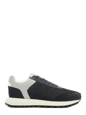 Emporio Armani Cordura Sneakers With Suede Details - Navy