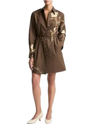 Vince Placed Iris Cotton Shirt Dress - Natural