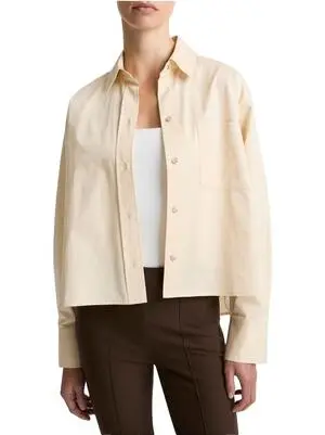 Vince Cotton Cropped Button-front Shirt - Neutral / White