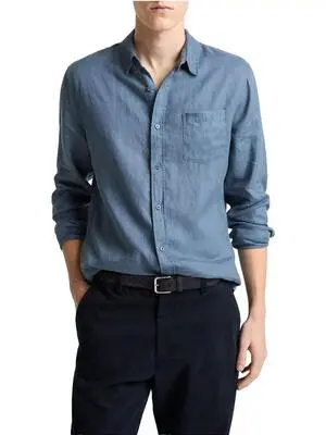 Vince Linen Long-sleeve Shirt - Blue
