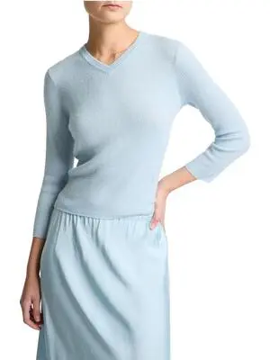 Vince Cashmere-silk High V-neck Sweater - Blue