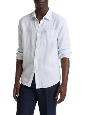 Vince Tate Stripe Linen Shirt - White