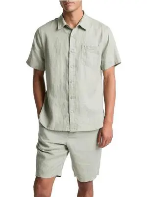 Vince Linen Short-sleeve Shirt - Yellow
