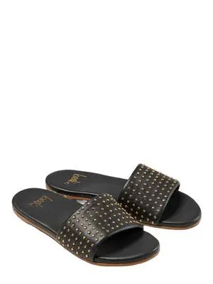 Beek Leather Slide Sandals With Studded Detail - Black