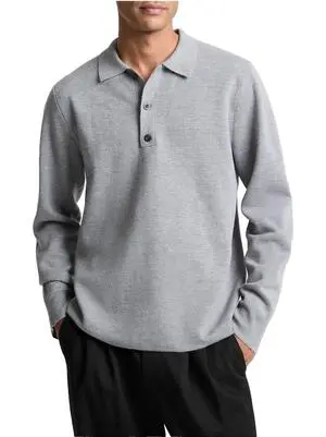 Vince Italian Merino Wool Milano Polo Sweater - Gray