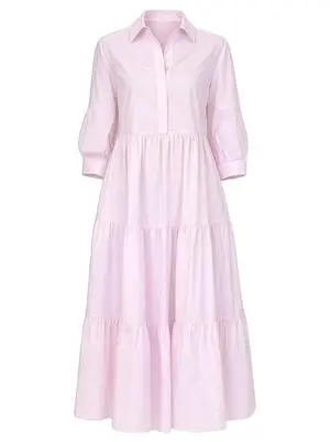 CALLAS MILANO Marseille Tiered Shirt Dress - Pink