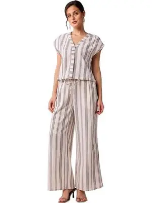 REISTOR Striped Wide-leg Drawstring Pants - Stripe