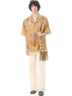 Valentino Garavani Linen Bowling Shirt With Print - Multicolor