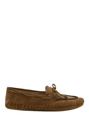 Le Monde Beryl Driver Moccasin In Suede With Woven Detailing - Natural