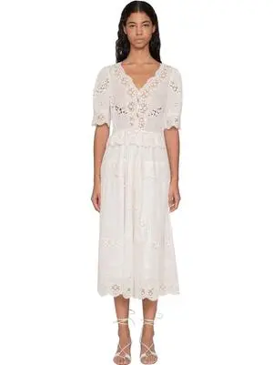 SEA Sofia Embroidered Midi Dress