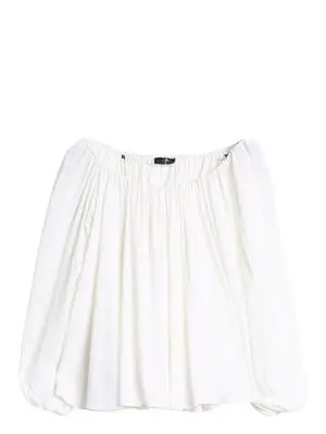 7 For All Mankind Off-shoulder Silk Blouse - White