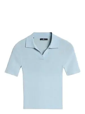 7 For All Mankind Short Sleeve Polo Sweater - Blue