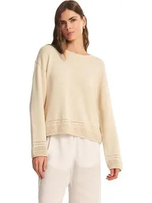 Velvet By Graham & Spencer Rosalyn Pima Cotton Sweater - White