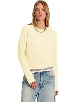 Velvet By Graham & Spencer Angelica Cotton Cashmere Cardigan - Yellow