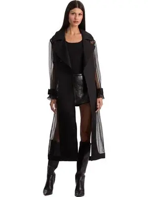 Alice + Olivia Silvia Sheer Maxi Trench - Black