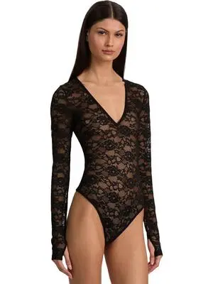 Alice + Olivia Teagan Lace Bodysuit - Black