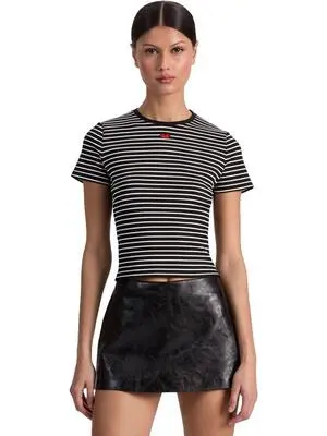Alice + Olivia Cindy Cropped Tee - Stripe
