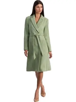 Alice + Olivia Karley Suede Wrap Coat - Neutral