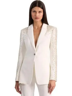 Alice + Olivia Breann Embellished Fitted Blazer - White
