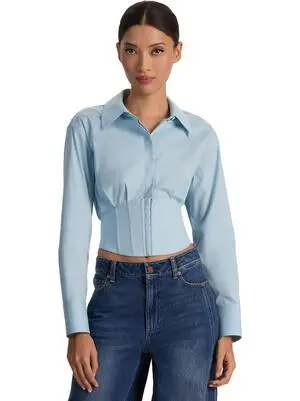 Alice + Olivia Edie Corset Button Down - Blue