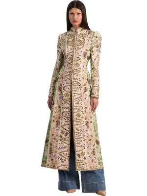 Alice + Olivia Thomas Embellished Maxi Coat - Multicolor
