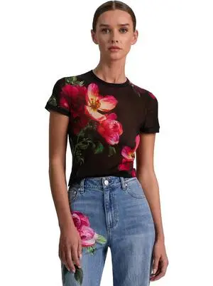 Alice + Olivia Tess Printed Tee - Black