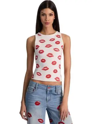Alice + Olivia Allen Tank Top - Black / Red / White