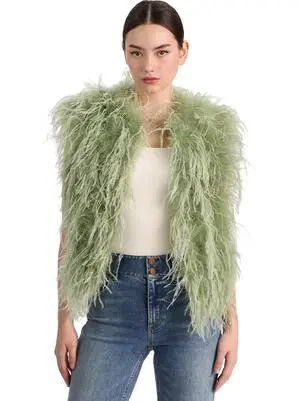 Alice + Olivia Chanda Feathered Vest - Neutral